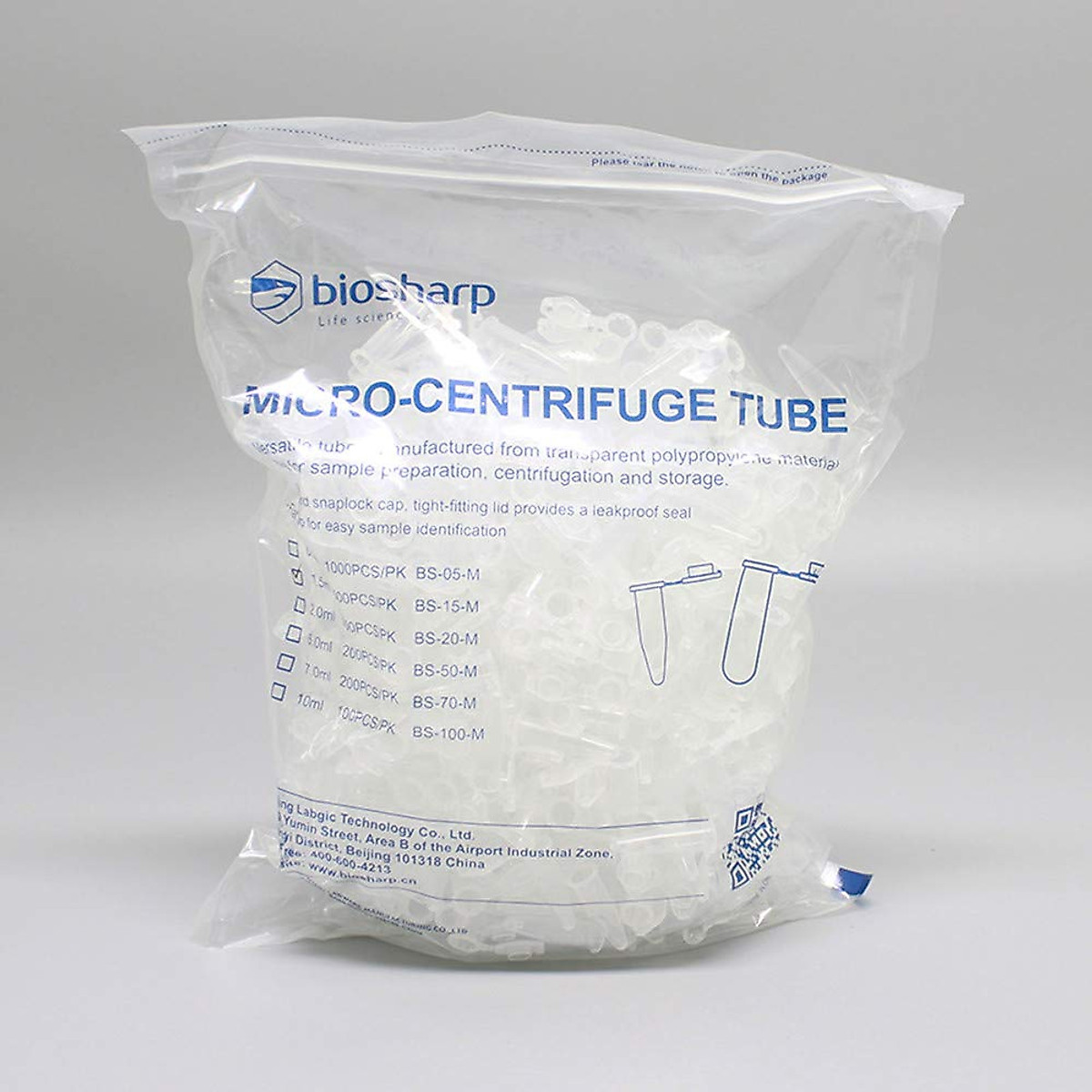 1.5ml Microcentrifuge Tube with Graduated, PP Materia (Pack of 500)