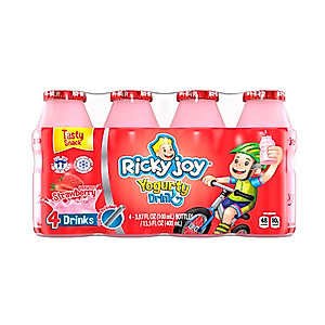 Ricky Joy® Yogurty Drink, 3.37 fl oz each., 24 Bottles, Strawberry (Pack of 24)