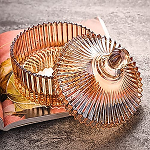 erioctry 300ml/10oz Elegant Crystal Candy Jar with Lid Decorative Candy Dish Bowl Tent Shaped Glass Biscuit Jar Wedding Candy Buffet Jar Container for Home Office Desk Gift