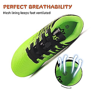 ZVC Kids Soccer Cleats Boys Girls Soccer Shoes Outdoor Firm Ground Youth Football Cleats (Little Kid/Big Kid) Green