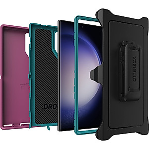 OtterBox Galaxy S23 Ultra Defender Series Case - Canyon Sun (Pink), Rugged & Durable, with Port Protection, Includes Holster Clip Kickstand