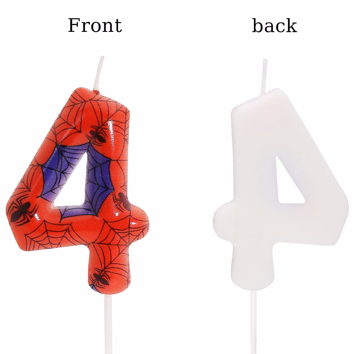 OGnomiFX Birthday Candles for Cake - Number 4 Candle, Spider Candle Cake Decor, 4 Candle for Birthday Boy/Girl, Spider Cartoon Themed Birthday Party Supplies, Spider Number Candles