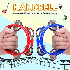 21 Pieces Plastic Percussion Tambourine for Adults Hand Tambourine Musical Instrument 4 Bells on ABS Tambourine Musical Rhythm Instrument Hand Held Percussion Drum for Party Performance Concert