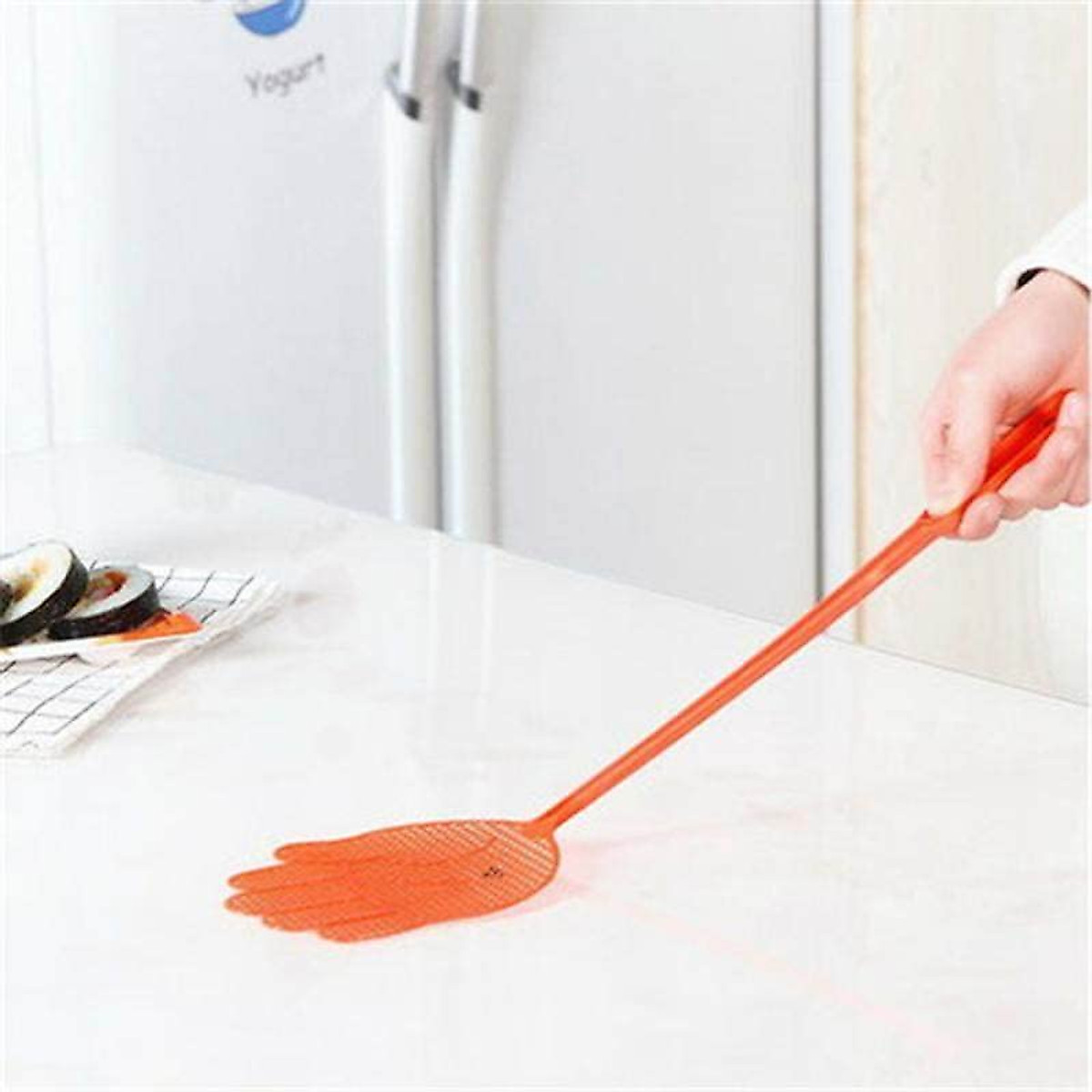 Generic 1 PC Pattern Plastic Fly Swatter Lightweight Household Long Handleflapper Control Tools Swatter Garden Supply Convenient Design
