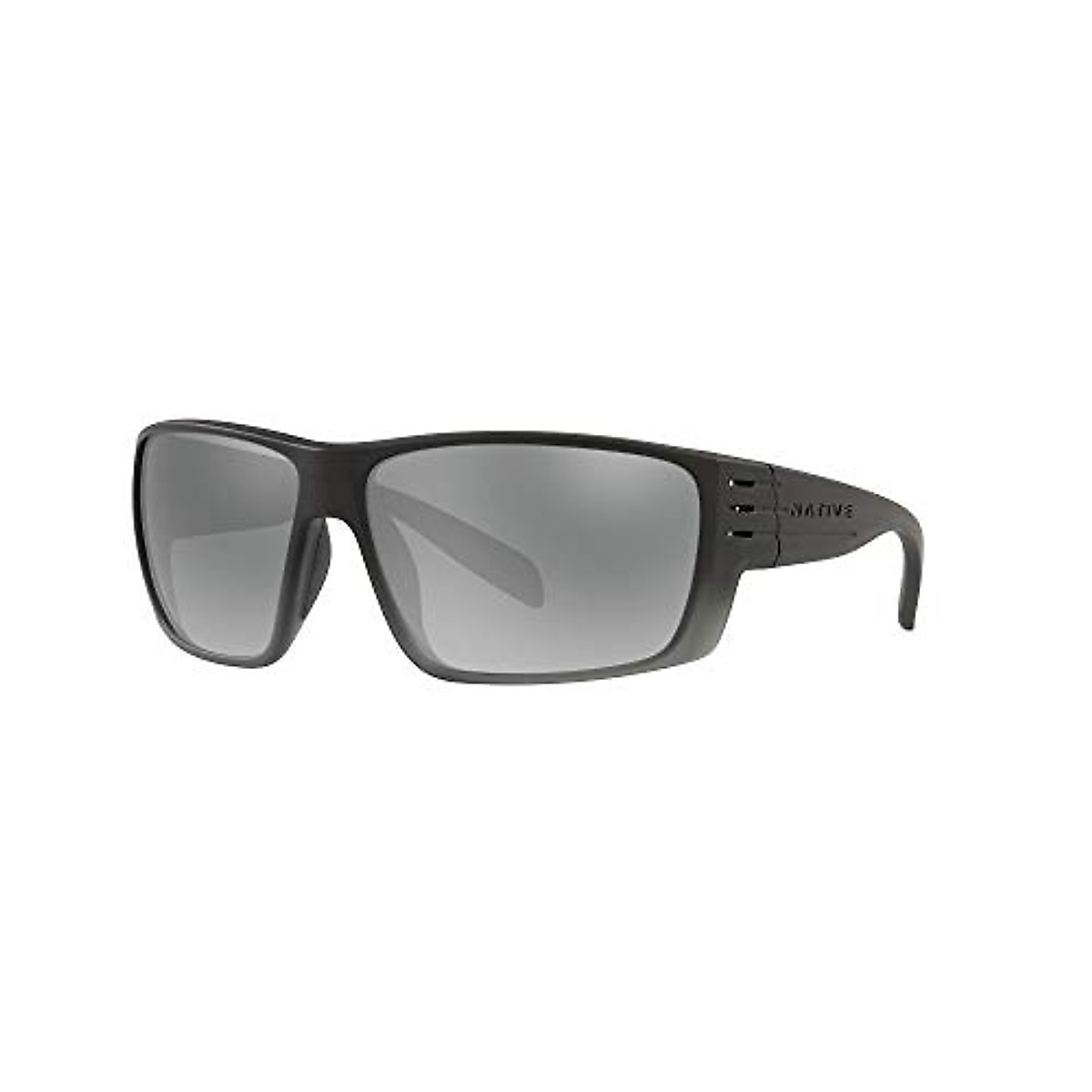 Native Eyewear Griz Polarized Rectangular Sunglasses, Smoke Fade/Silver Reflex, 66 mm