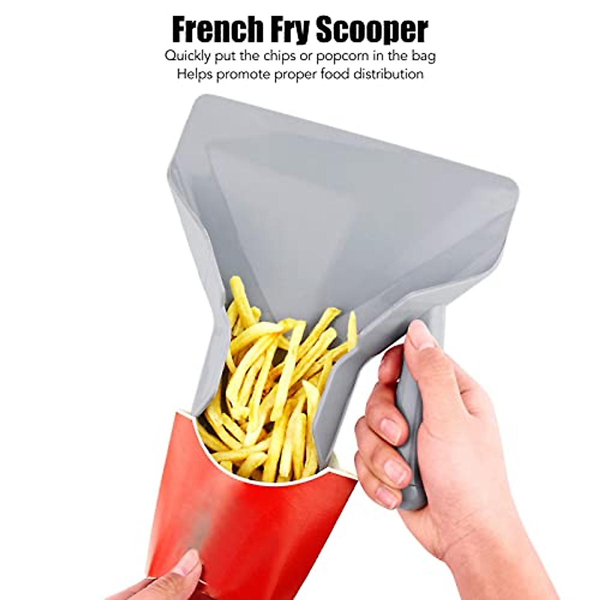 French Fry Scoop,Household Dual Handle French Fries Shovel,High Quality PC Material Popcorn and Nuts Scoop,Candy Bagging Shovel for Home and Commercial(Gray)