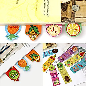 MWOOT 36 PCS Paper Bookmark, Fruit Cardboard Bookmarks Multipack, Educational Book Marker Card Set for Children Kid, Book Page Clip Book Lover Gifts School Rewards, Reading and Spelling