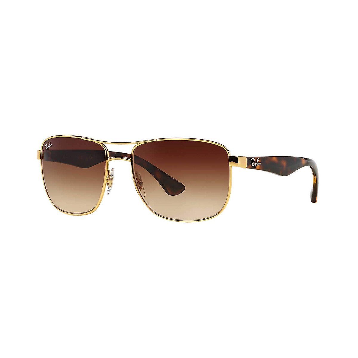 Ray-Ban RB3533 Square Sunglasses, Gold/Brown Gradient Dark Brown, 57 mm