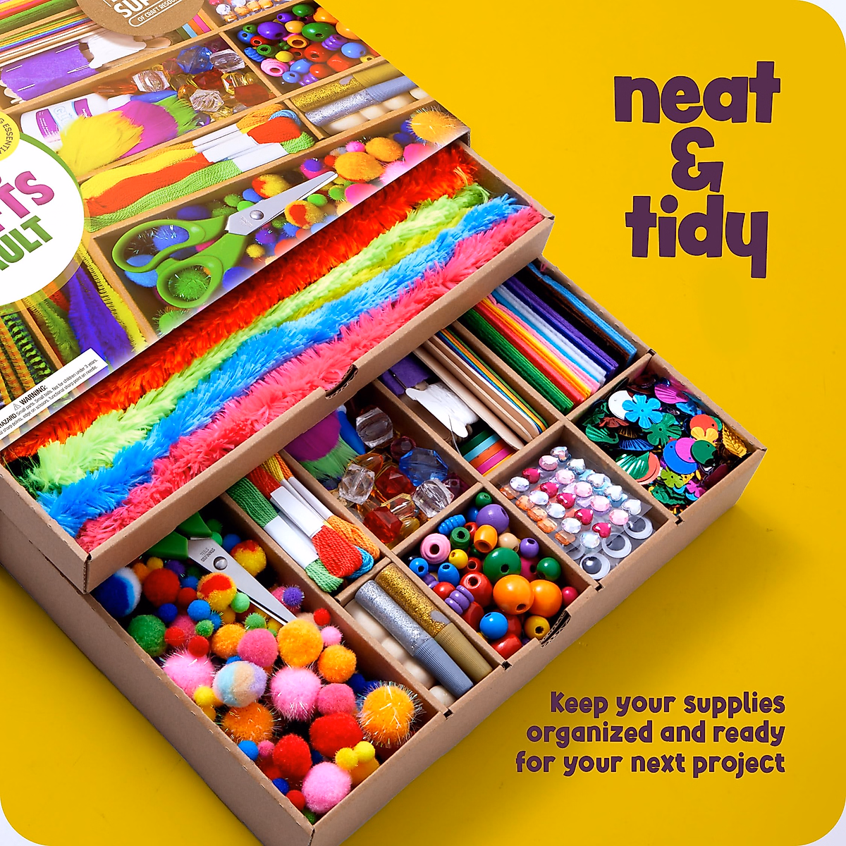 Dan&Darci Arts and Crafts Vault - Craft Supplies Kit in a Box for Kids Ages 4 5 6 7 8 9 10 11 & 12 Year Old Girls & Boys - Crafting Set Kits - Easter Gift Ideas for Kids Art Activity Gifts