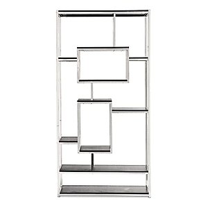 BOWERY HILL 71" Tall Bookshelf, 7-Tier Classic Bookcase, 9-Shelf Open Storage Shelves Organizer in Chrome for Home Office