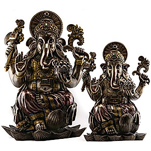Top Collection Large Ganesha Statue- Hindu Ganesha Lord of Success Sculpture in Premium Cold Cast Bronze - 24-Inch Collectible Figurine