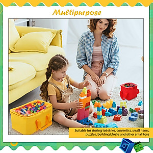 Locmeo 3 Packs Toy Storage Bags with Zipper and Clear PVC Window, Reusable Oxford Fabric Organizing Bags, Toy Bags for Kids Toys Building Blocks and Board Games Storage(Red Yellow Blue)