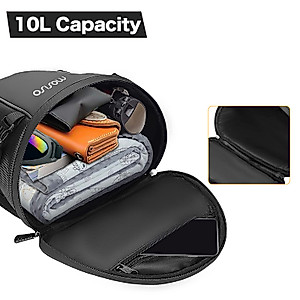 MOSISO Motorcycle Tail Bag Multifunctional Waterproof Polyester Storage Saddle Bag, 10L Outdoor Sports Motorbike Rear Seat Light Tank Bag Tool Carry Bag with Shoulder Strap, Black