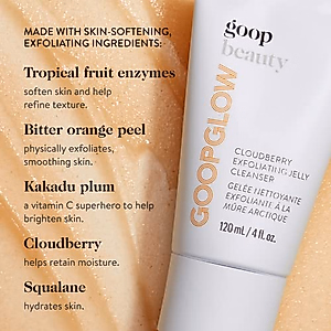 goop Beauty Exfoliating Jelly Cleanser | Face Wash to Clean, Smooth, & Brighten Skin | Squalane, Kakadu Plum, & Vitamin C Face Wash | 4 fl oz | Moisturizes & Smooths Skin | Paraben & Silicone Free