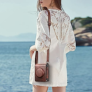 Fintie Protective Case for Fujifilm Instax Mini EVO Camera - Premium Vegan Leather Bag Cover with Removable Adjustable Strap, Vintage Brown