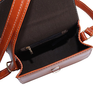 TrendsBlue Solid Color Small PU Leather Flap Clutch Crossbody Shoulder Bag, Orange Brown