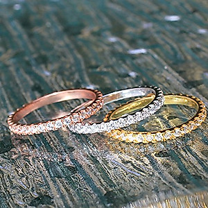 Oxford Diamond Co New Round Cubic Zirconia Eternity Style Band .925 Sterling Silver Ring Size 6