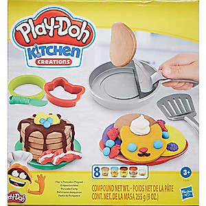 Play-Doh Kitchen Creations Flip 'n Pancakes Playset with 14 Play Kitchen Accessories, Preschool Toys, Kitchen Toys for 3 Year Old Girls and Boys and Up