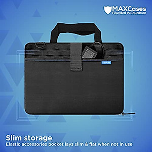 MAXCases Explorer 4 Rigid Laptop Work-In Case Shock Absorbing Ballistic Nylon Material | Slim Design, Weather-Proof Exterior w/Pocket (Black) (14 Inch)