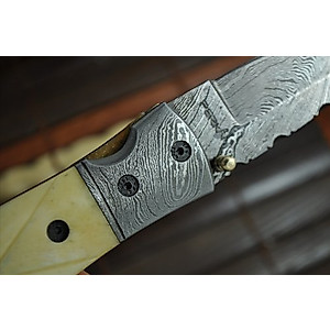 Perkin Knives - Handcrafted Damascus Hunting Knife - Folding Knife