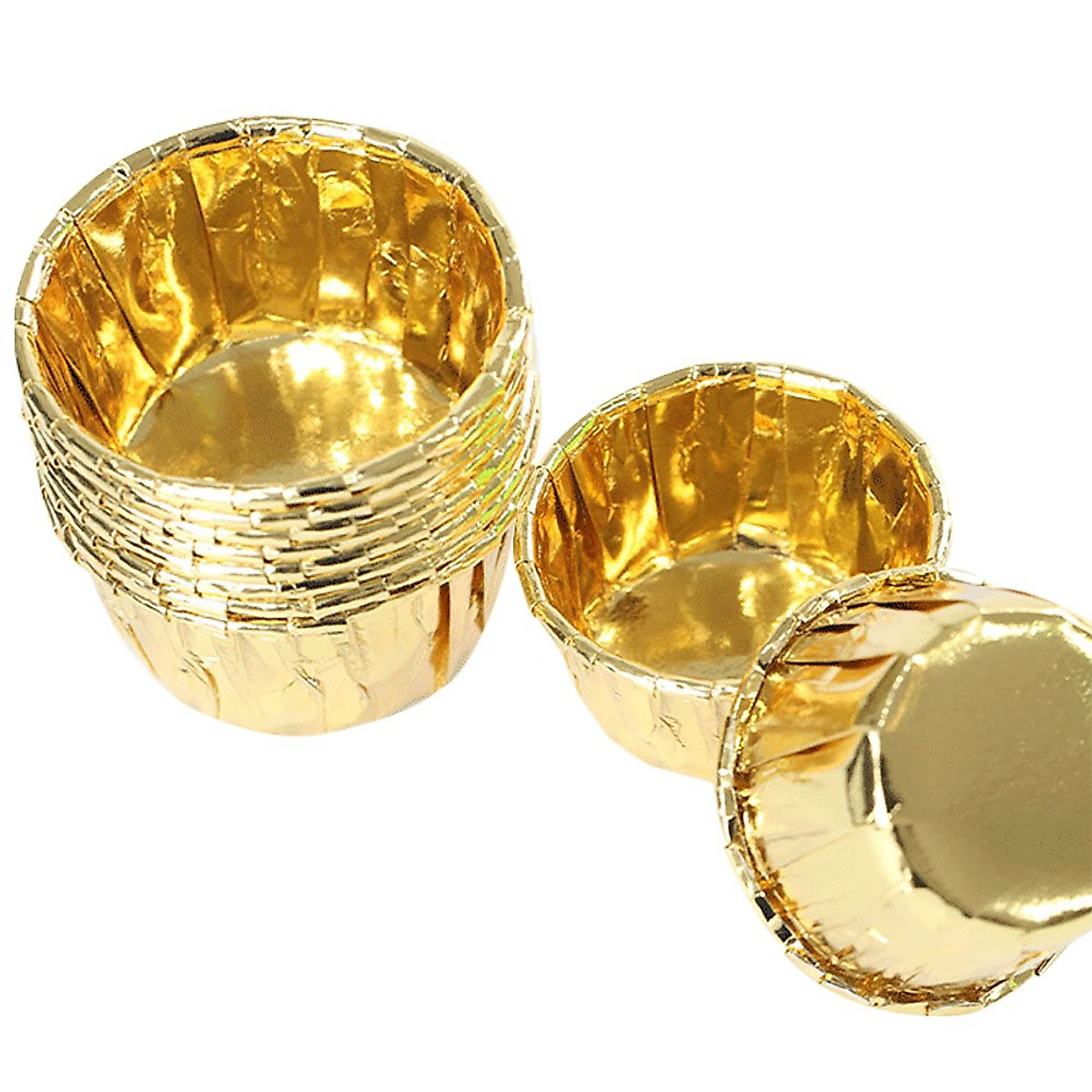 Gold Foil Metallic Paper Baking Cups Muffin Cups Cupcake Liners 50-Count Cake Baking Cups for Birthday, Wedding, Party (Gold)