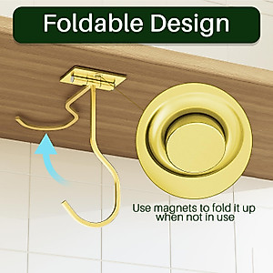 bussdis Folding Banana Hanger Hook Gold - Banana Holder Under Cabinet, Self Adhesive Banana Hook