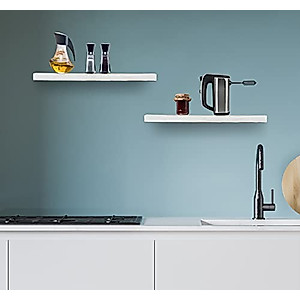 2 Pack 16" Solid Cedar Wood Floating Shelves, Brushed Finish, Wall Mounted for Home Living Room Bathroom