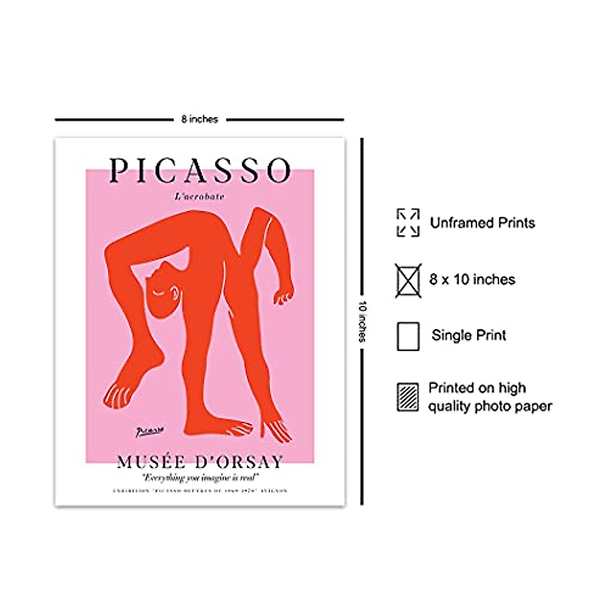 Pablo Picasso Wall Art - Pablo Picasso Poster - Pablo Picasso Prints - Gallery Wall Art - Museum Poster - Mid-Century Modern Decor - Abstract Art - Minimalist Wall Decor - Art Gifts for Women - 8x10