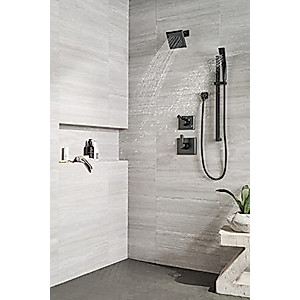 Delta Faucet Pivotal 3-Setting Matte Black Shower System Including Black Shower Head, Slide Bar Handheld Shower, Shower Handle, Shower Diverter and Shower Valve Kit, Delta Shower Trim Kit, Matte Black