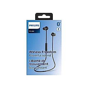 Philips UN102 Upbeat in-Ear Wireless Bluetooth with Microphone, Around The Neck, in-Ear Bluetooth, Magnetic Earbuds, 7hr Playtime, (TAUN102) Black