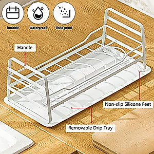 Poeland Bowl Rack with Drip Tray, Pantry Cabinet Organizer Rack for Kitchen Counter Cupboard