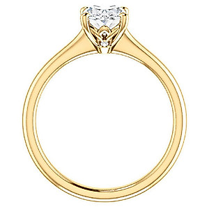 Moissanite Handmade Engagement Ring 3 CT Oval Cut Moissanite Solitaire Wedding Ring for Women VVS Colorless Promise Gifts (925 Silver (Yellow Gold Plated))