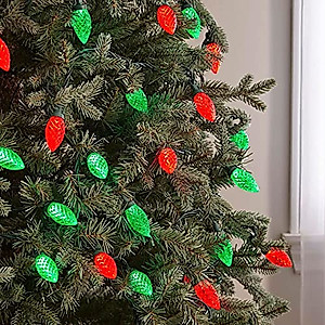 FUNPENY 50 LED Green Christmas C9 Lights Outdoor, 24.5 FT Extendable Waterproof Fairy String Light Green Wire for Xmas St. Patrick's Day Indoor Patio Tree Party Holiday Wedding House Decorations