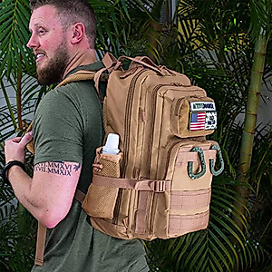 ActiveDoodie Dad Diaper Bag for Men with Camo Changing Pad, USA Dad Squad Patches, Diaper Bag for Dad, Coyote Brown