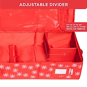Wrapping Paper Storage Container – Fits up to 27 Rolls 1 3/8” Diam. - Underbed Gift Wrap Organizer Bags, Wrapping Paper Rolls, Ribbon, and Bows - Under Bed- Durable Material 600D - Up to 40” Rolls