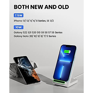 Wireless Charger, Wireless Charging Stand for iPhone 14/13/12 Pro Max/Pro/Mini, SE 11 X XR XS MAX 8 Plus, Wireless Phone Charger for Samsung S22/S21/S20/S10/S9+/Ultra, Note 20/10/9/8 (No AC Adapter)