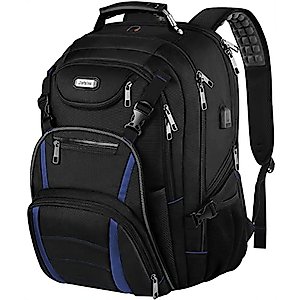 Jiefeike Travel Laptop Backpack, 17.3inch Extra Large for Men Women,Basketball Backpack with USB Charging Port RFID Anti Theft TSA Approved,School College Student Bag