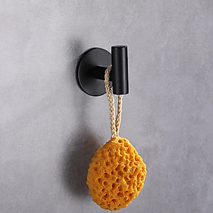 Zuvky Self Adhesive Hooks 304 Stainless Steel heavy duty hangers without nails for Bathrooms Kitchen Livingroom Garage Hotel Waterproof Towel Hook-2 Pack (Black)