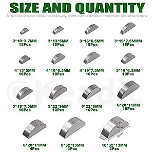 Keadic 150Pcs 15 Sizes Metric Woodruff Key Assortment Set, Carbon Steel Half Moon Gear Shaft Drive Semicircle Bond Key Pulley Crank Hardware Accessories for Mechanical Industry Fasteners