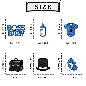 Maicaiffe Boss Boy Hanging Swirl Decorations - Glitter 18 Pcs Baby Shower Party Supplies - Boy Birthday - Welcome Baby Boy Streamers - Gender Reveal Party Foil Swirls Ceiling Decorations