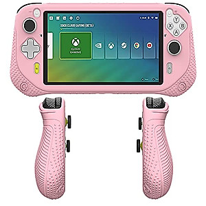 Silicone Cover Case for Logitech G Cloud Gaming Handheld, Protective Skin Sleeve for Logitech G Cloud Gaming Console Screen Film Protector Accessories (Pink Case and Sreen Film)