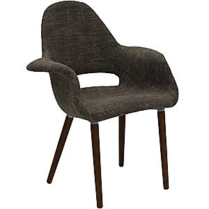 Modway Aegis Mid-Century Modern Upholstered Fabric Dining Chair with Wood Legs in Taupe