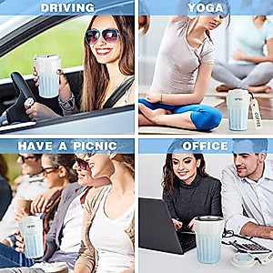 KETIEE Insulated Coffee Cup with Leakproof Lid,Reusable Coffee Cups Travel Cup,13 OZ Coffee Travel Mug,Double Walled Coffee Mug,Stainless Steel Coffee Mug for Hot Cold Drinks (Grad Blue)