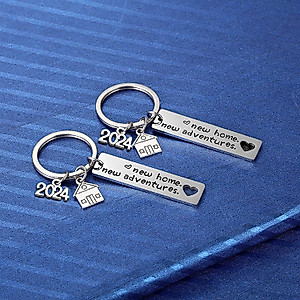 2PCs New Home Keychain 2024 Housewarming Gift for New Homeowner House Keyring Moving in Key Chain New Home Owners Jewelry from Real Estate Agent