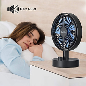 GagetElec 6.5 Inch 5200mAh Battery Operated Rechargeable Fan USB Portable Fan Desk Fans Small Quiet with 10 Speeds Mini Desktop Fans for Office Quiet Personal Table Fans for Bedroom (Black)