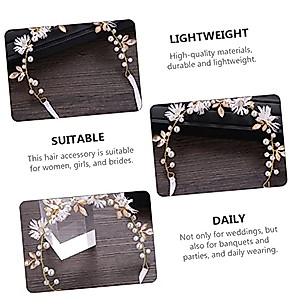 FOMIYES Headband Hair Band Flower Hair Accessories Leaf Decor Wedding Hair Accessories Preal Hair Band Leaves Headband Bride Hair Accessories Simple Flower Peal Headwear Delicate Headdress