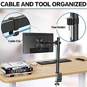 MOUNTUP Single Monitor Desk Mount, Fully Adjustable Single Monitor Arm Stand, Computer Screen Mount for 1 Max 32 Inch,17.6 lbs Display, Monitor Stand with Clamp&Grommet Base, VESA 75x75mm 100x100mm