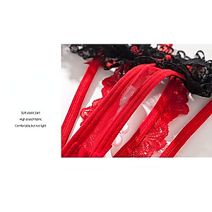 Sekexi Women’s Sexy Panties,Lace G-String Panties for Women Thongs G Strings with Pearls Ball Lace (as1, alpha, m, regular, regular, Red)