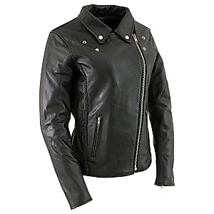 Xelement B8000 Women's Black 'Classic Braided' Fitted Motorycle Jacket - 3X-Large