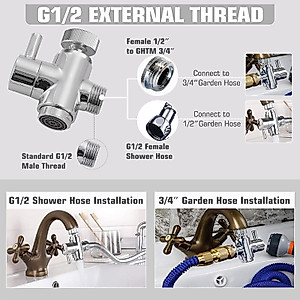 Brass Diverter Valve with Aerator, 3 Way Splitter with Male Thread Adapter, 360 Swivel Faucet Adapter for Sink Hose Attachment, Bathroom/Kitchen Faucet Connector (Chrome)